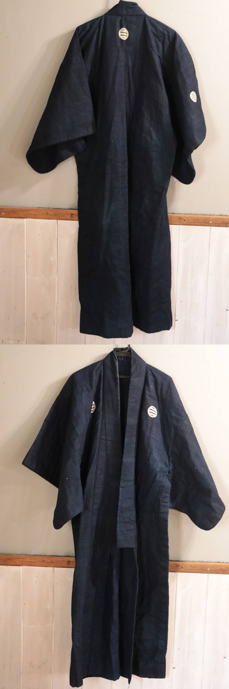 日本代購代標第一品牌【樂淘letao】－E159 木綿着物/綿入り/家紋付き/古布/和布/リメイク布/材料生地/藍染