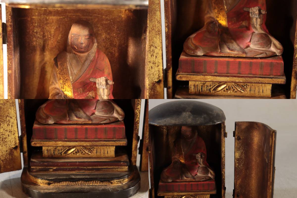 日本代購代標第一品牌【樂淘letao】－E244 木彫仏像/弘法大師/日蓮宗/空海/厨子/仏教美術/東洋彫刻/52751