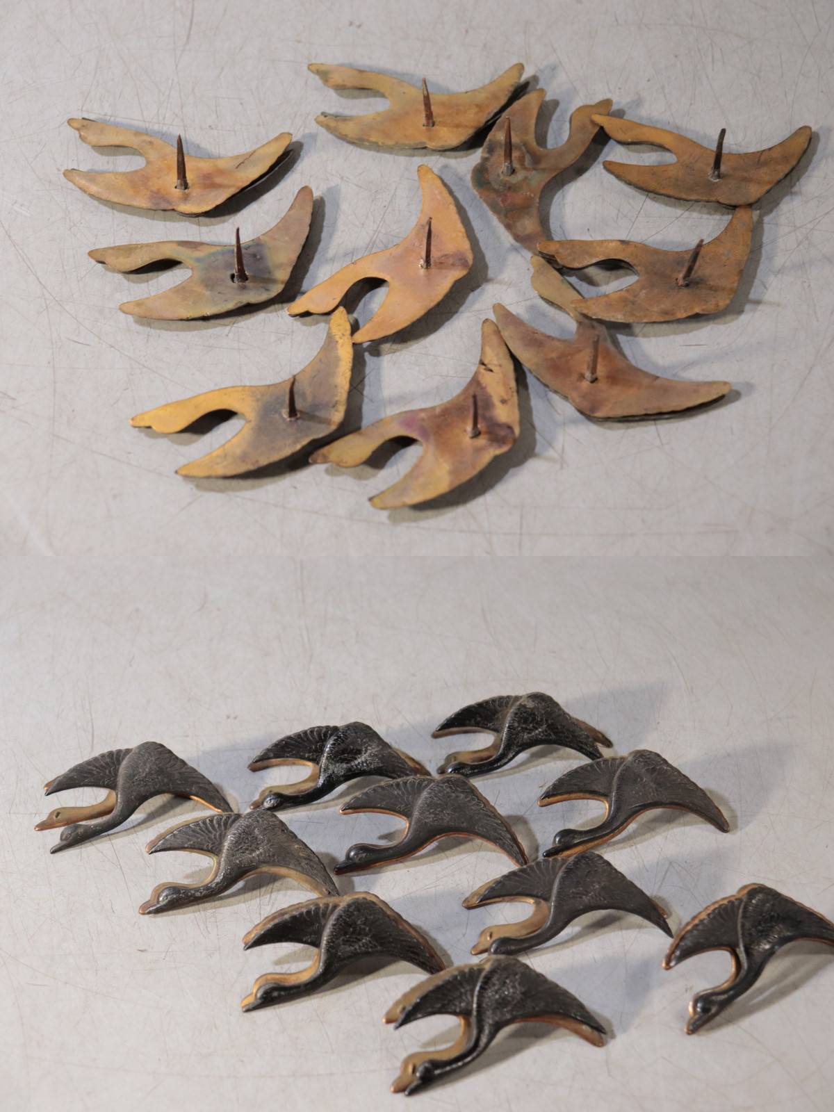 日本代購代標第一品牌【樂淘letao】－E819 釘隠し 鉛 鶴 金物 刃物 古道具 金属工芸 時代もの