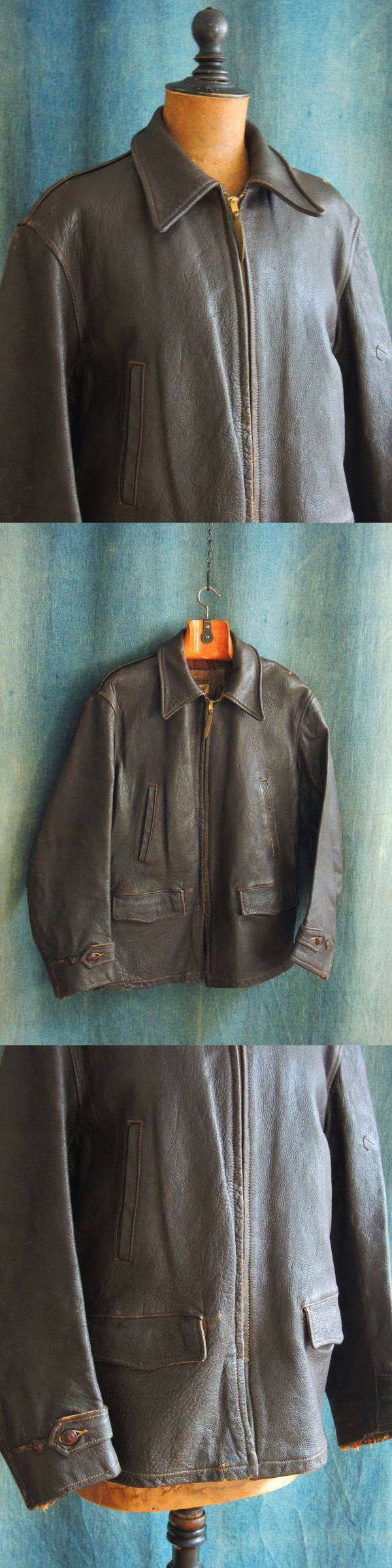 日本代購代標第一品牌【樂淘letao】－50sビンテージ1950年代USA肉厚ゴートスキン山羊革レザースポーツジャケット焦茶色ブラウン革ジャンHERCULES MONTGOMERY WARD ...