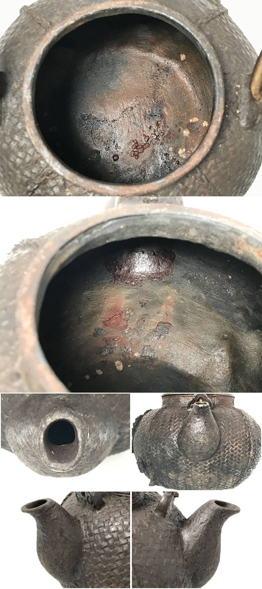 【樂淘letao】日本代購代標第一品牌－ 鉄瓶 菊模様 花 蝶 約1.6kg 盛上図 蓋銅 古玩 湯釜 鉄器 茶道具 煎茶道具 時代物 骨董 水漏れなし