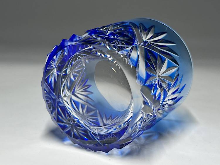 日本代購代標第一品牌【樂淘letao】－【瑞】HOYA 保谷 カットガラス 藍被せグラス 高：6cm