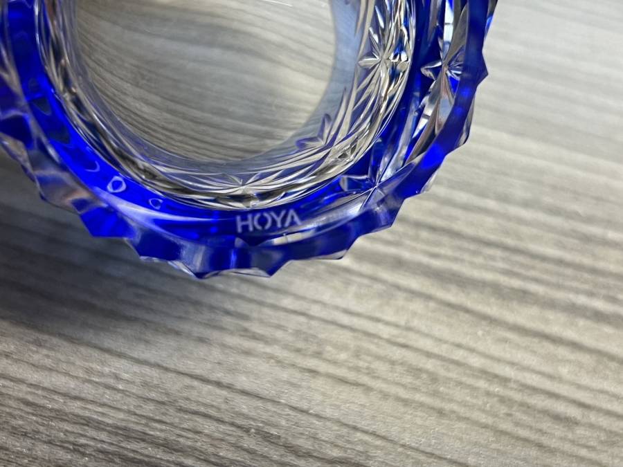 日本代購代標第一品牌【樂淘letao】－【瑞】HOYA 保谷 カットガラス 藍被せグラス 高：6cm